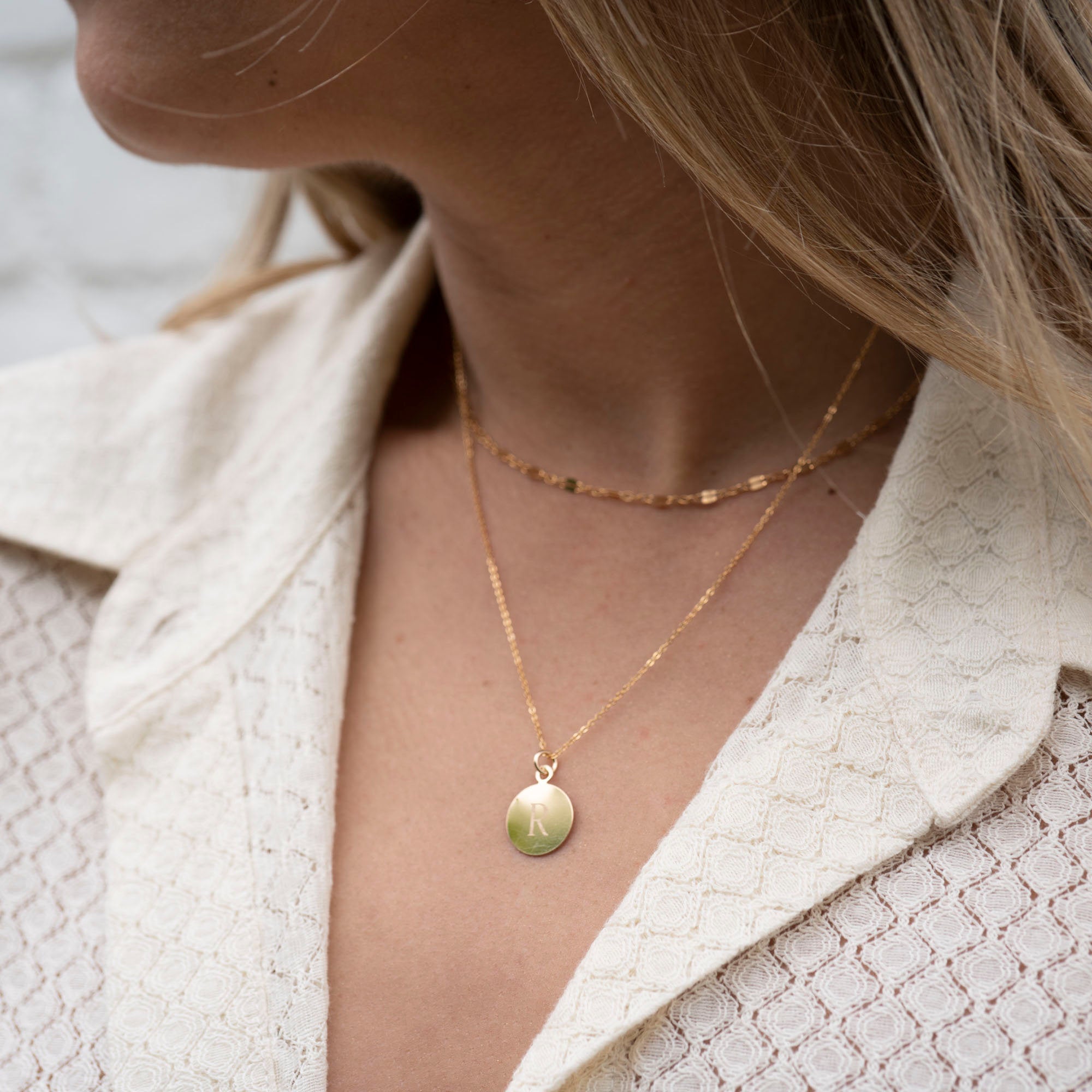 Gold circle disc necklace store
